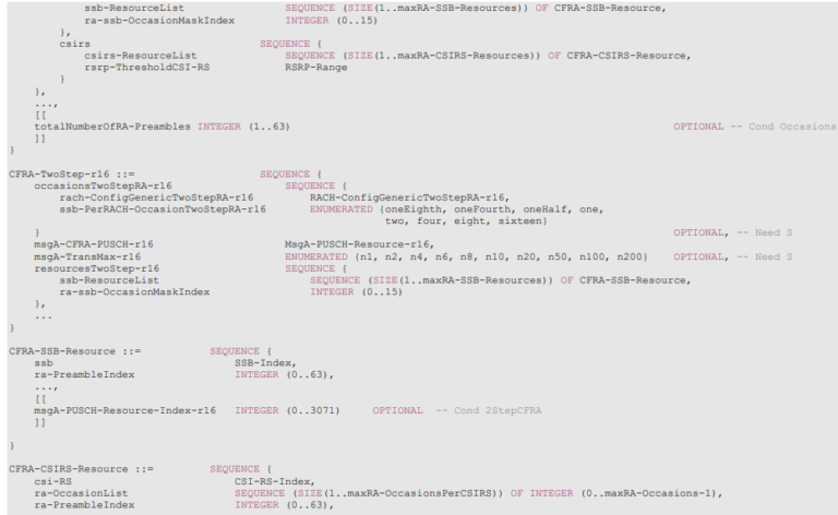 RACH Procedure 5G/NR 4 Steps with IE